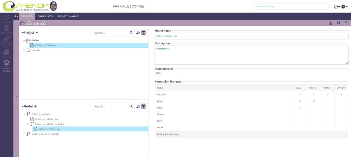 Projects and Models Management - PHENOM Portal Knowledgebase